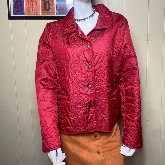 Jackets & Coats | Red Rose Printed Light Weight Jacket | Poshmark